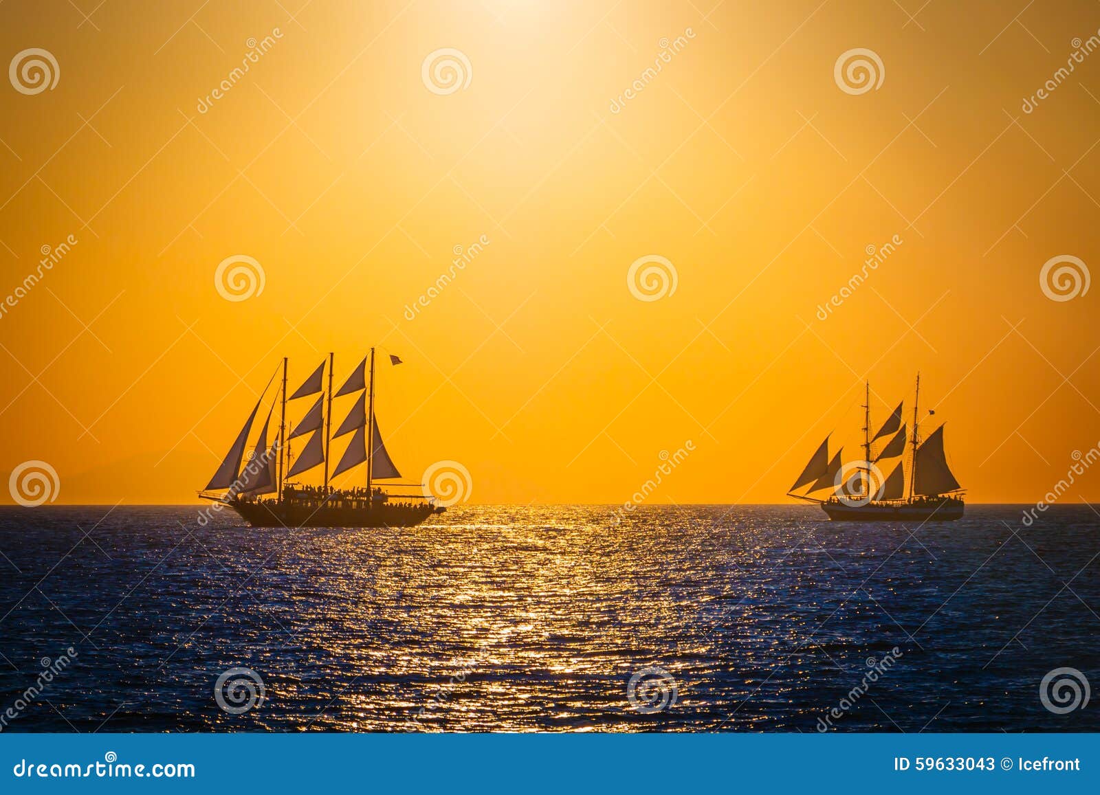 Sailing Ships on the Sea in Sunset Stock Image - Image of ship, orange ...