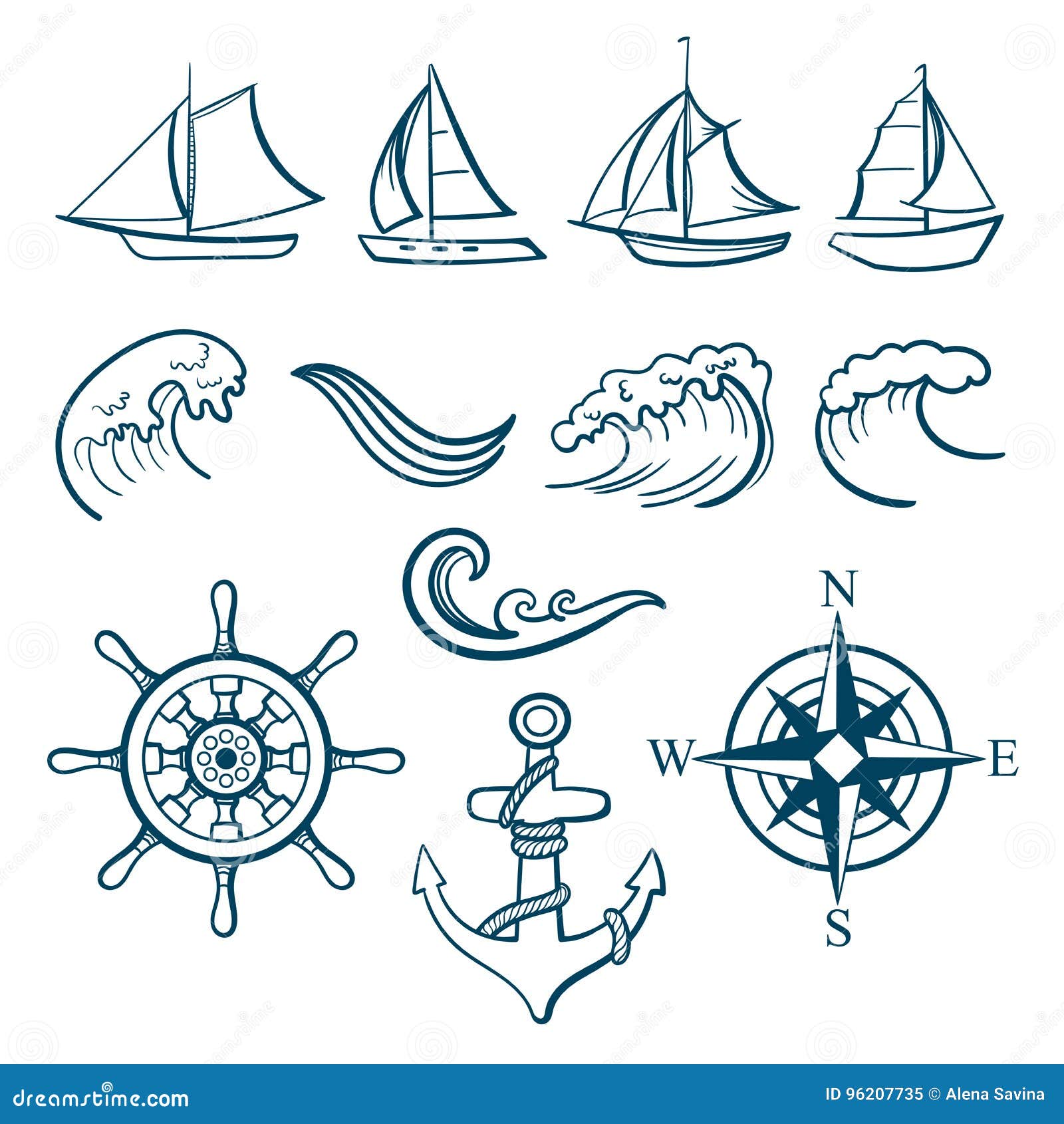 Sailing Sport Icons Set stock vector. Illustration of compass - 96207735