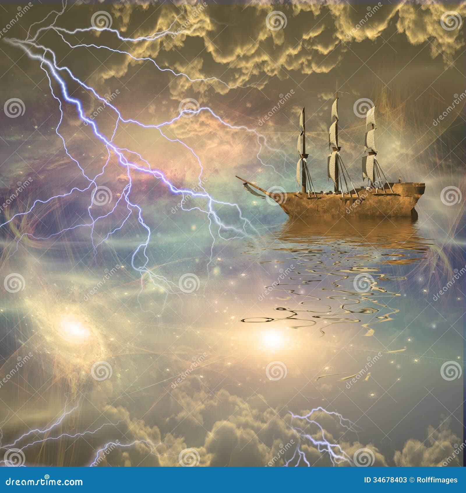 Sailing the stars stock illustration. Illustration of cosmos - 34678403