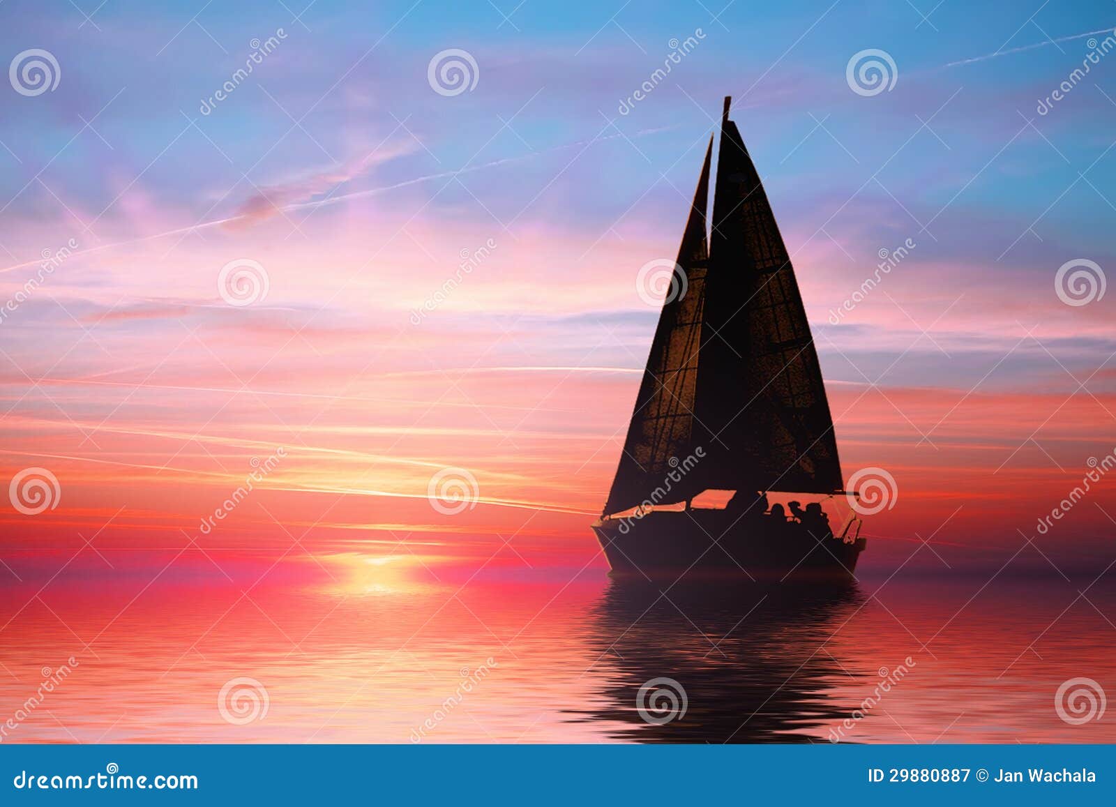 Sailing at Sunset on the Ocean Stock Image - Image of peace, ship: 29880887