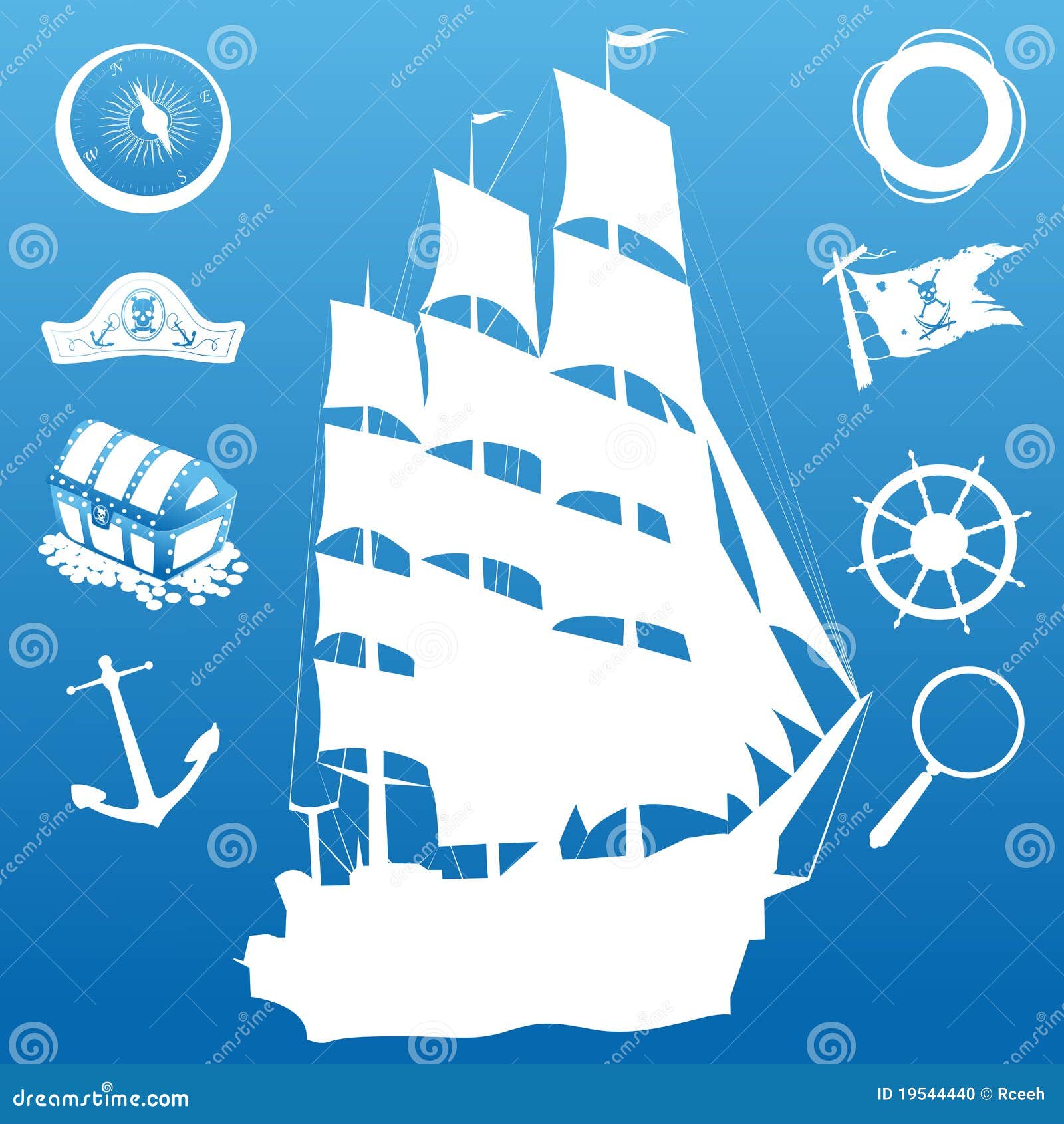 Sailing symbols stock vector. Illustration of element - 19544440