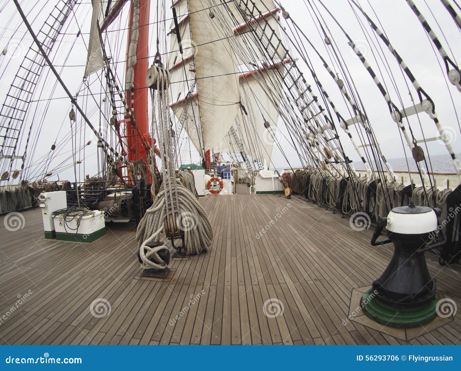 Sailing On Tallship Or Sailboat, View From Deck Stock Photo - Image ...