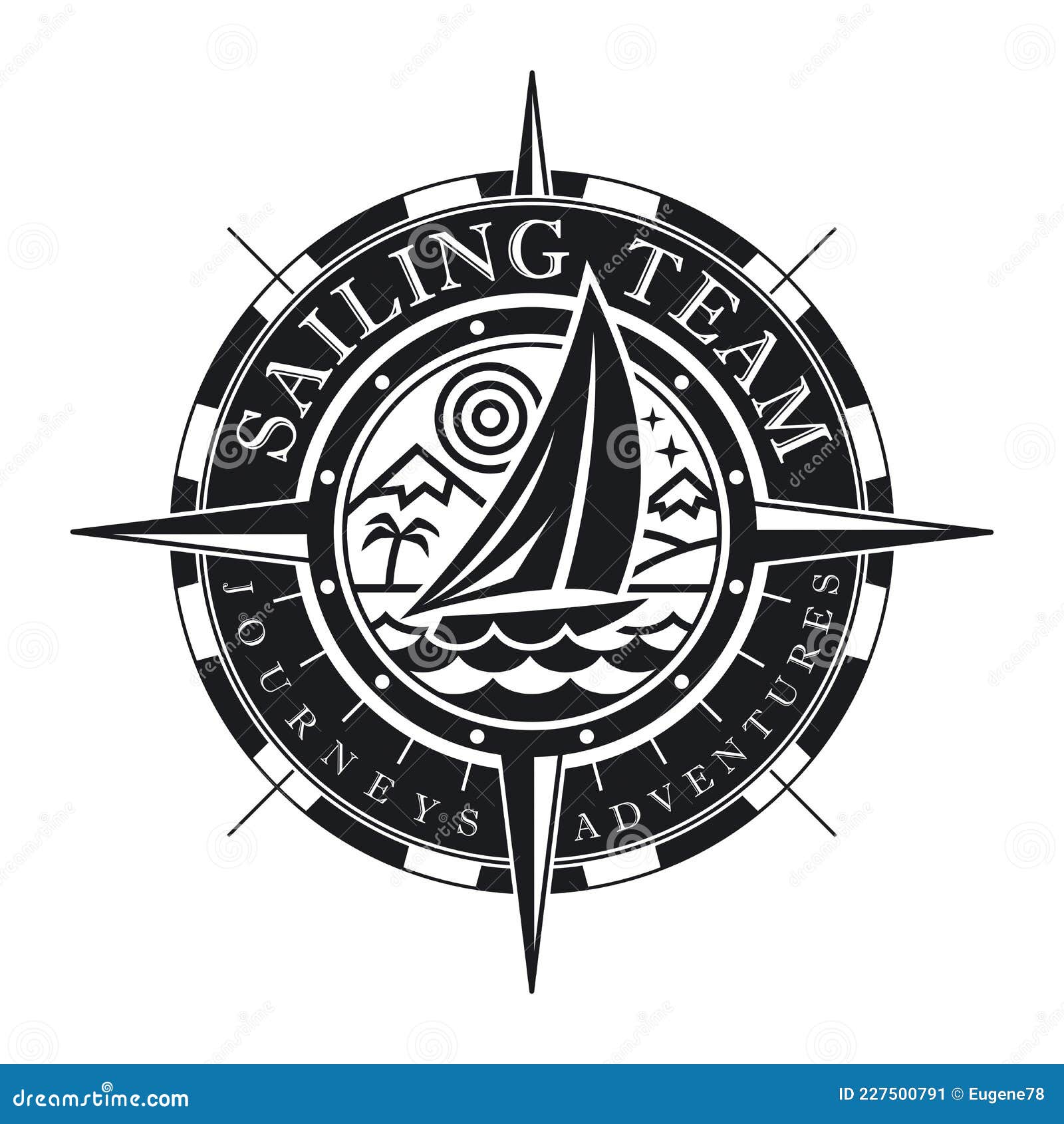 For Sailing Team Emblem. B/W Version. Stock Vector - Illustration of ...
