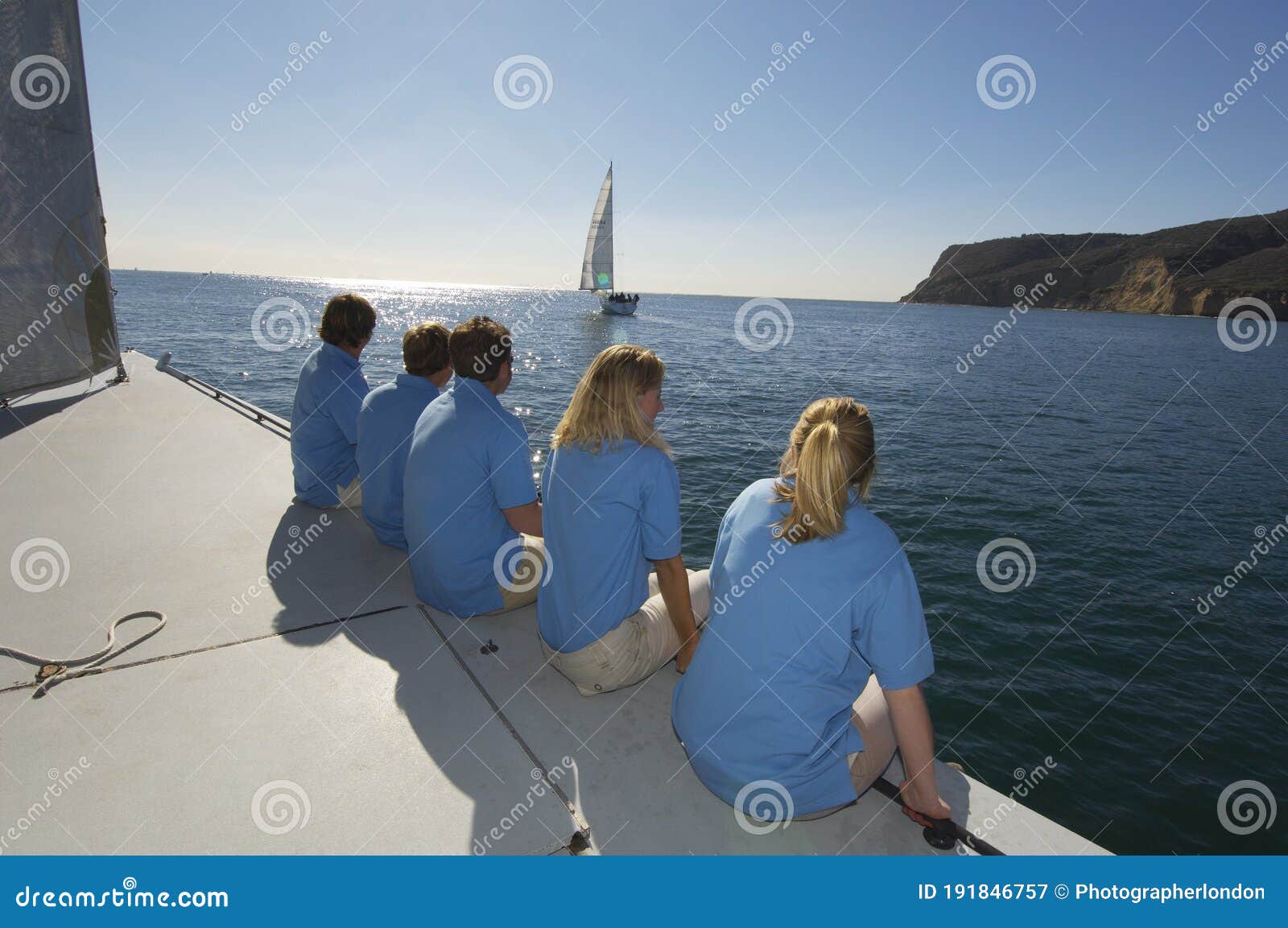 Sailing Team Sitting on Boat Stock Image - Image of people, adventure ...