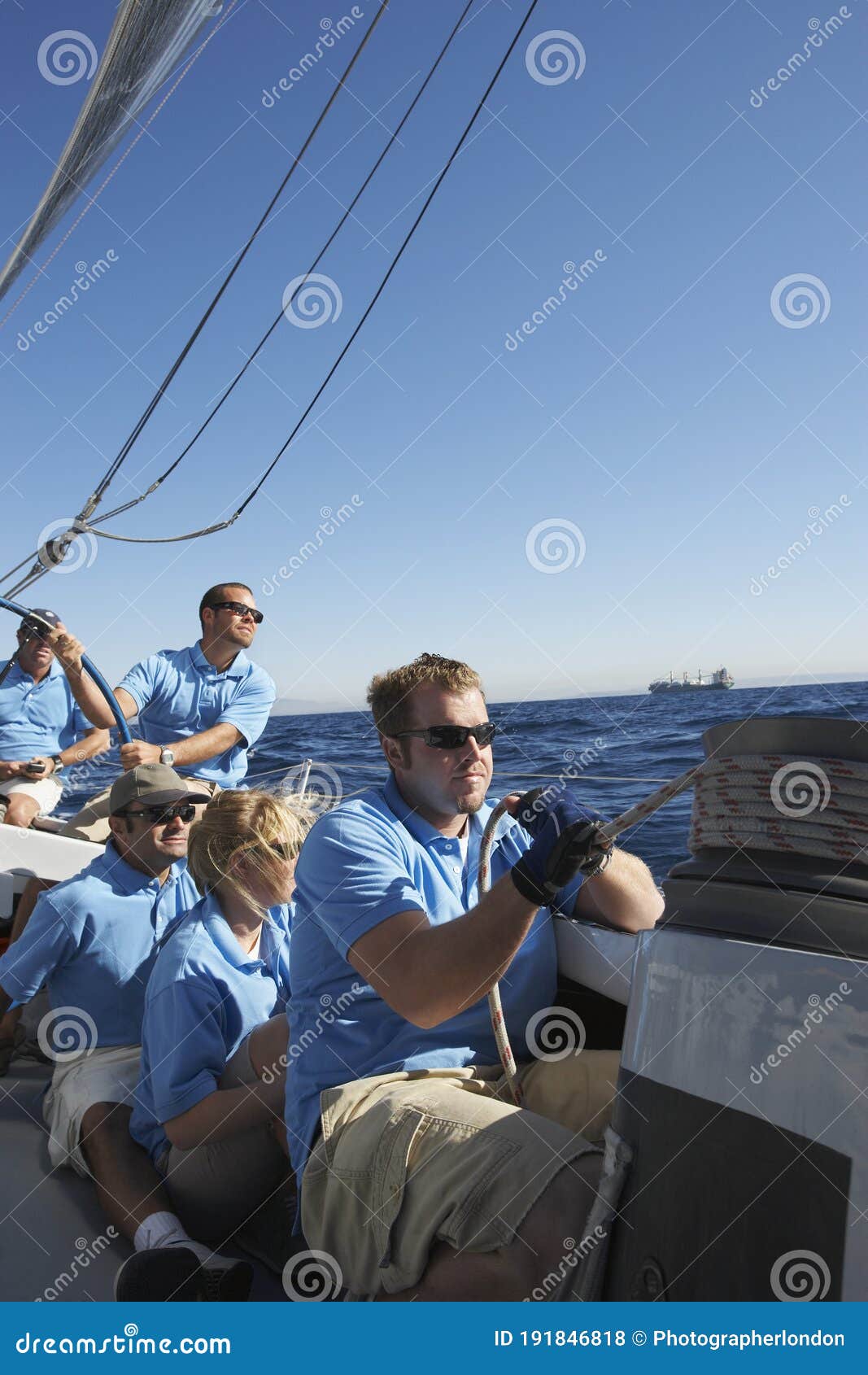 Photo of Sailing Team on Yacht Stock Photo - Image of teamwork, boating ...