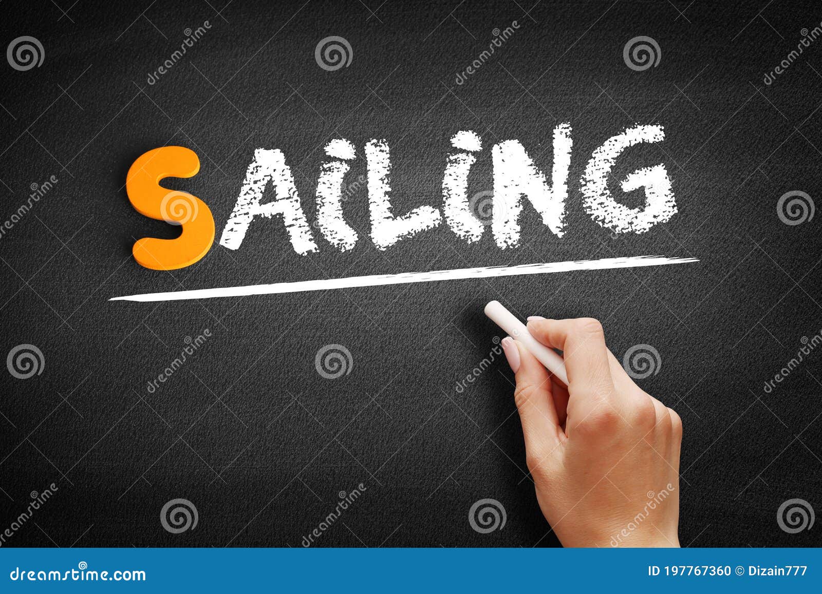 Sailing text on blackboard stock photo. Image of dinghy - 197767360