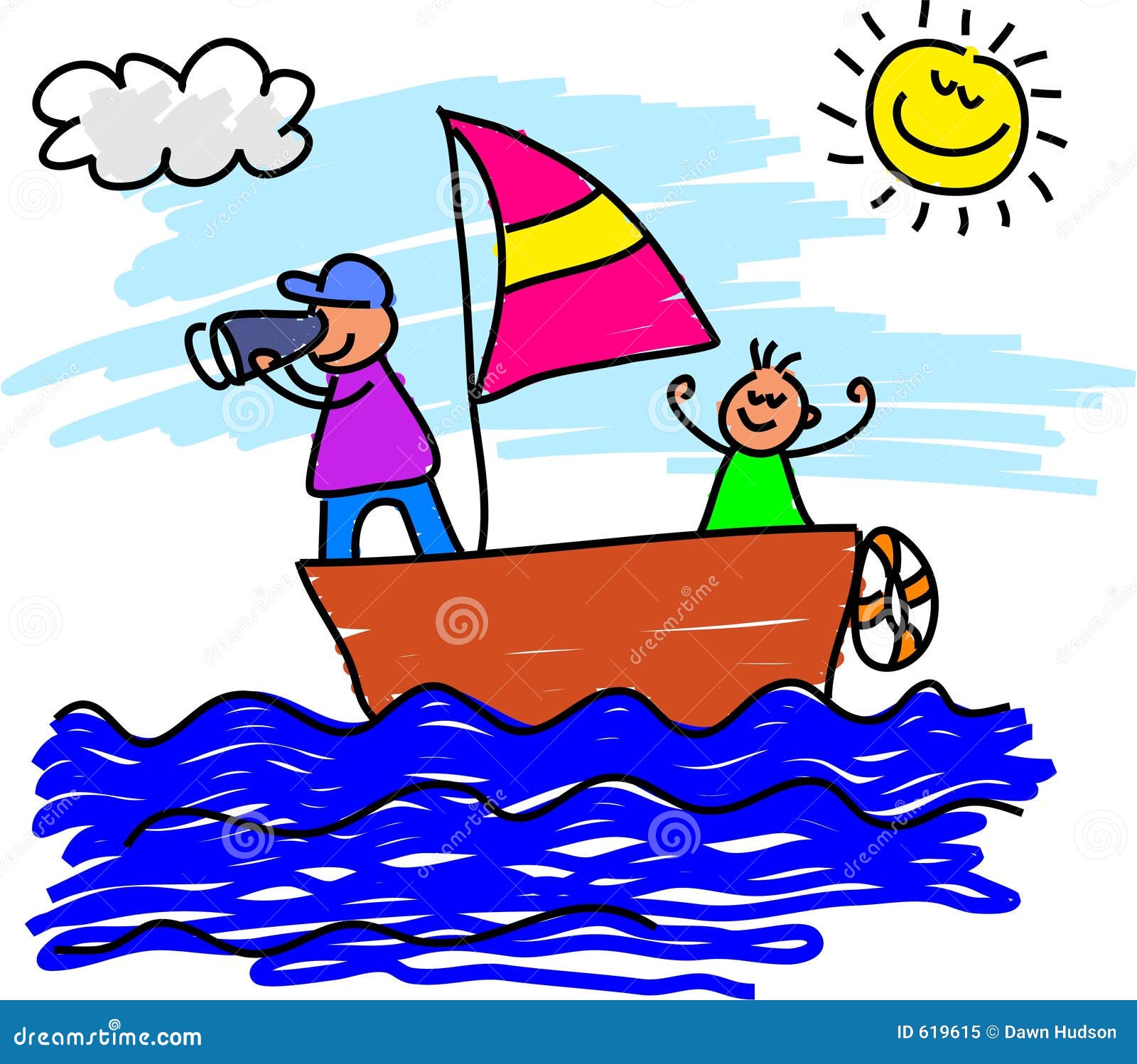 Sailing trip stock vector. Illustration of summer, children - 619615