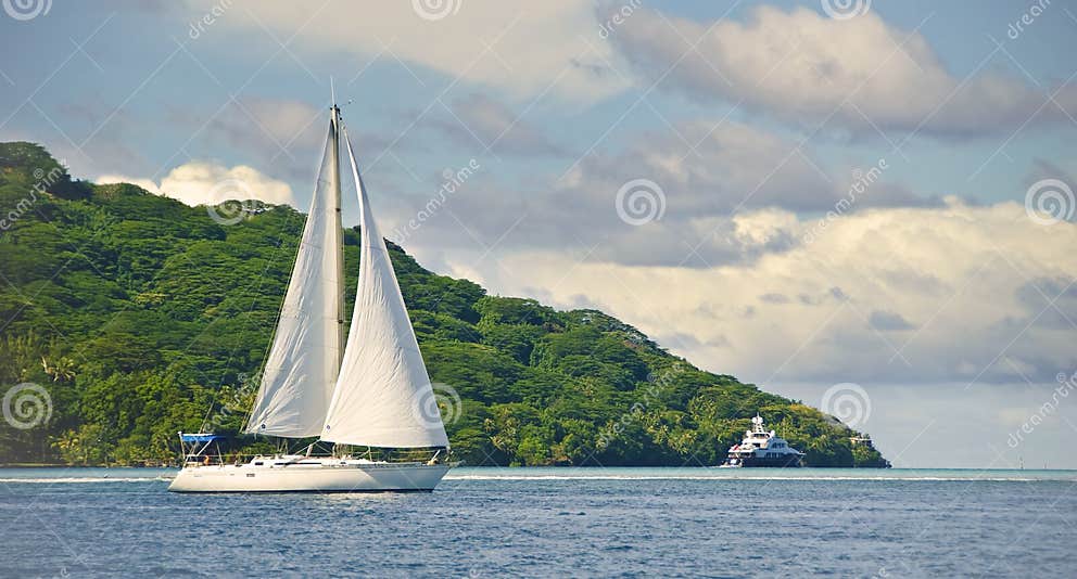 Sailing in the tropics stock photo. Image of boat, tahiti - 9739976