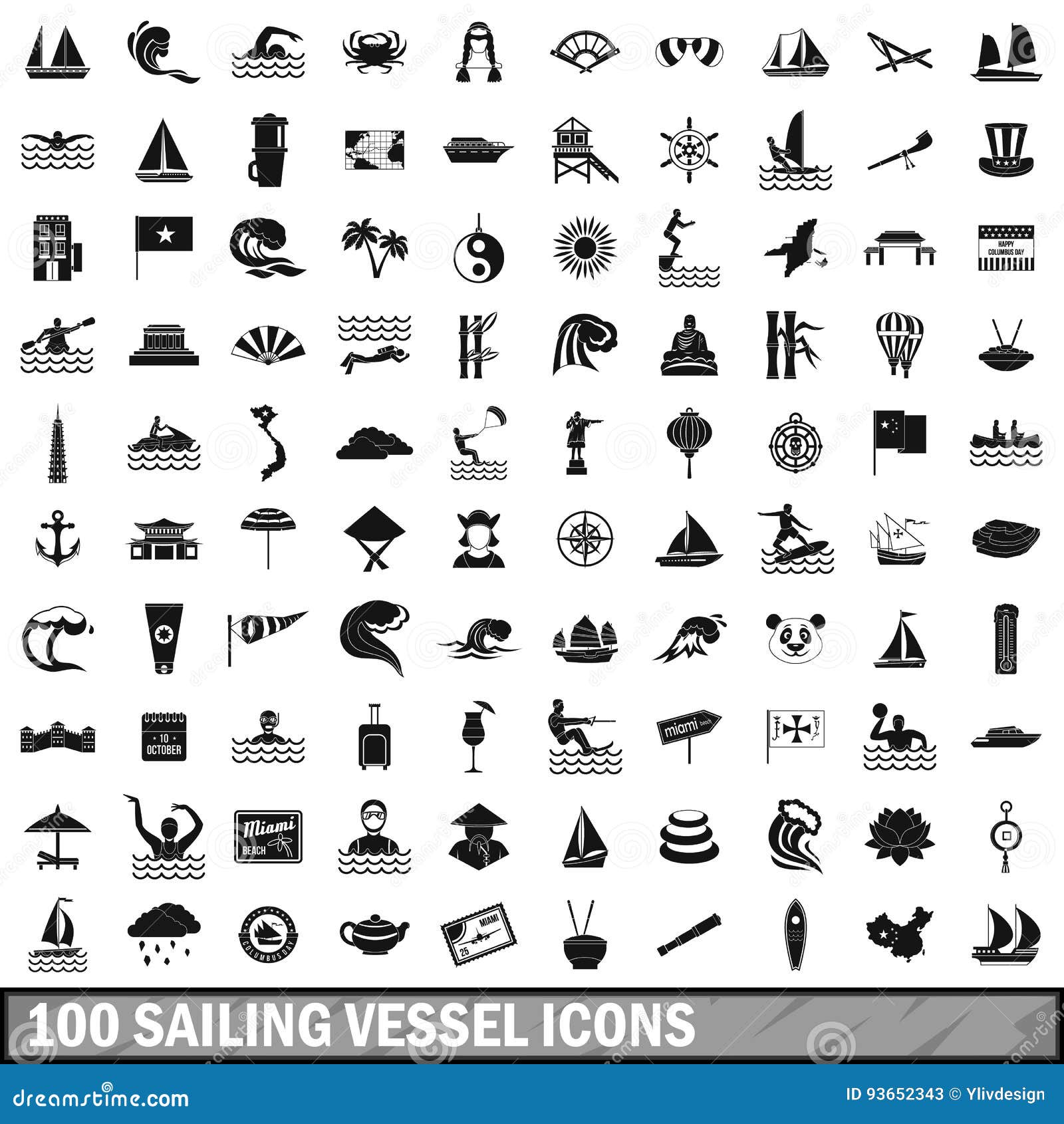 100 Sailing Vessel Icons Set, Simple Style Stock Vector - Illustration ...