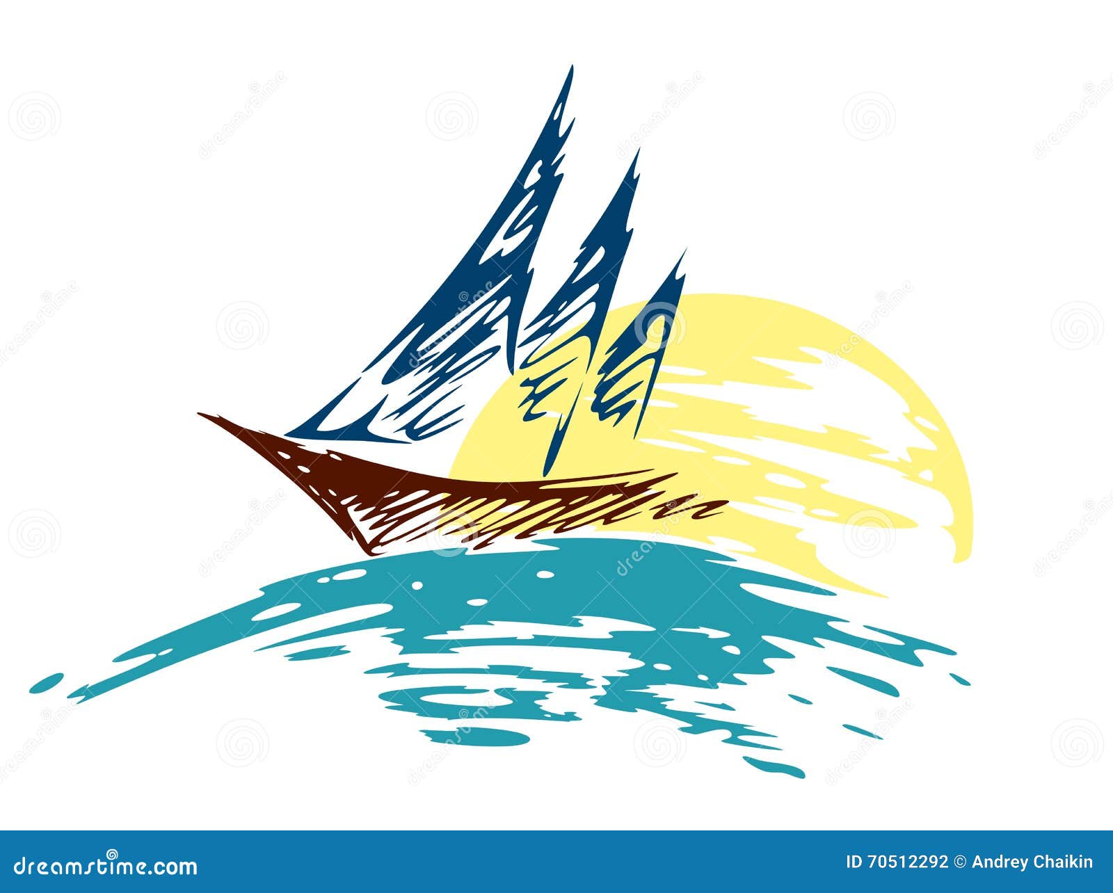 Sailing Vessel Logo in the Sea. Stock Vector - Illustration of ship ...