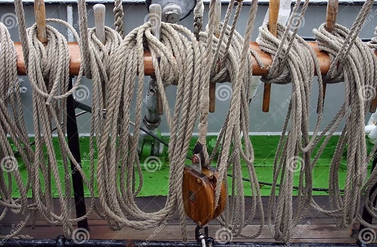 Sailing vessel ropes stock image. Image of contour, coast - 23346105