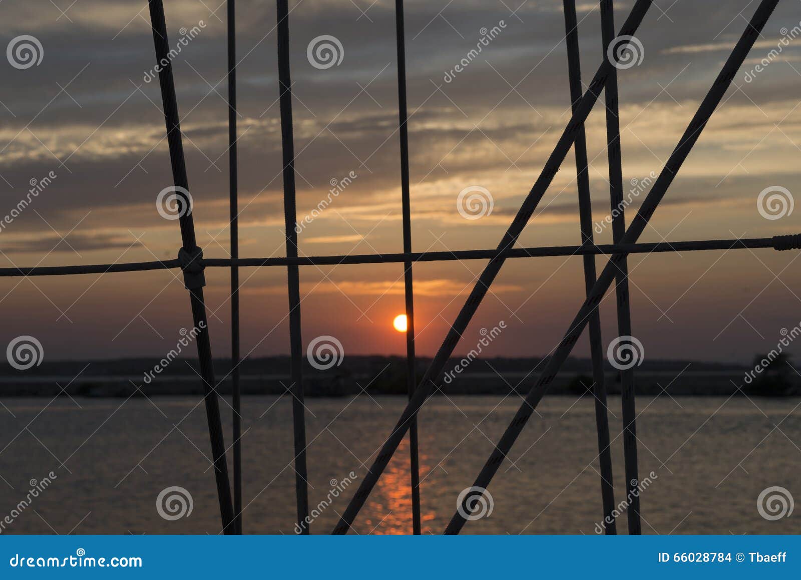 Sailing Vessel Ropes Against Sunset Stock Photo - Image of sunset ...