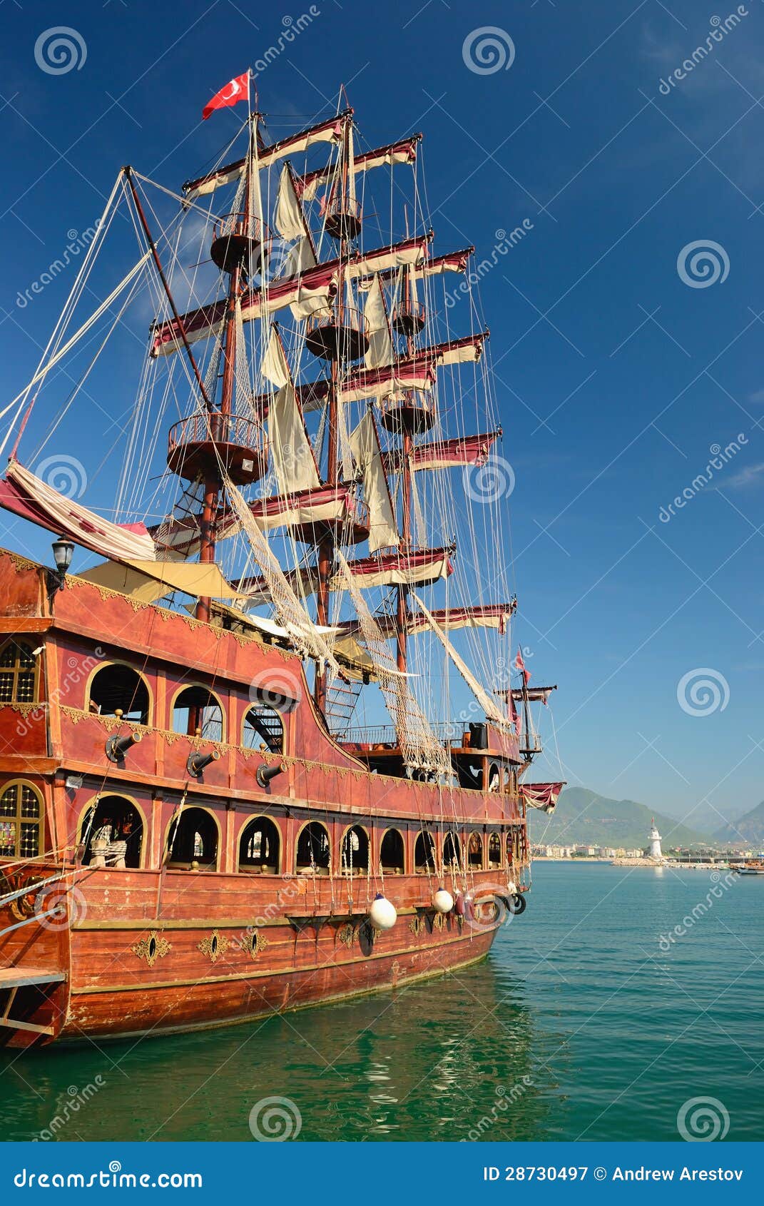 Sailing Vessel in the Turkish Port Stock Image - Image of seascape ...