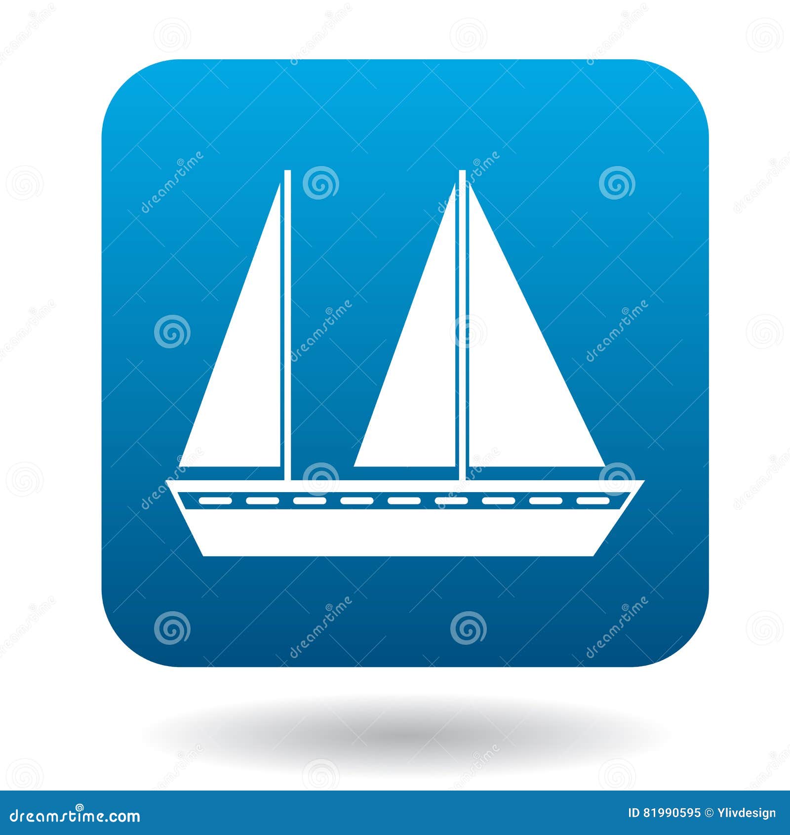 Sailing Vessel with Two Masts Icon, Flat Style Stock Vector ...