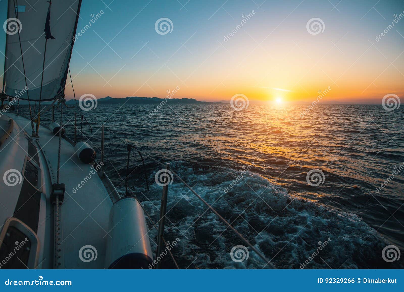 Sailing in the Wind through the Waves at the Sea Stock Photo - Image of ...