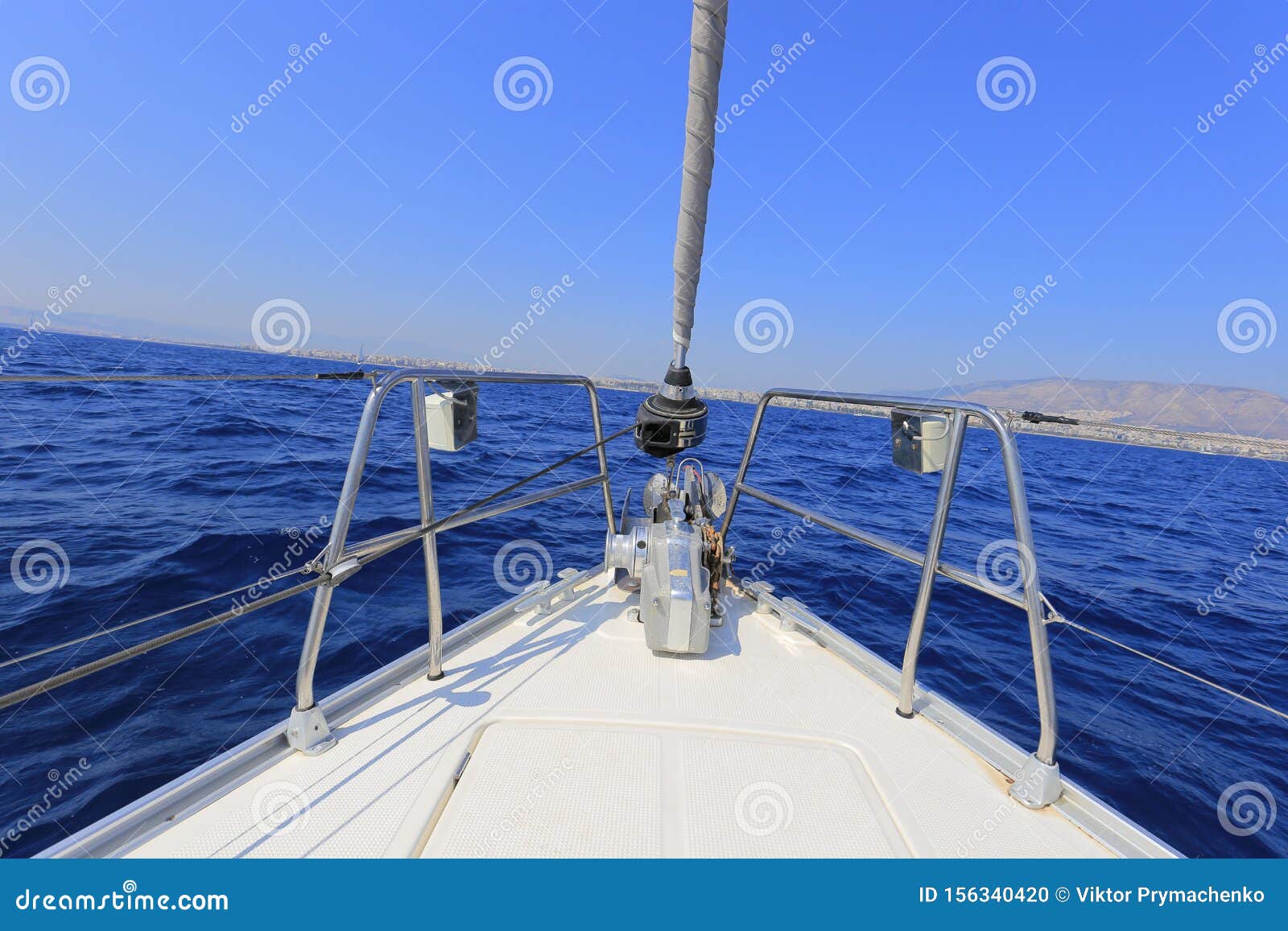 Sailing Yacht. Bow Yacht View Stock Photo - Image of ocean, wave: 156340420