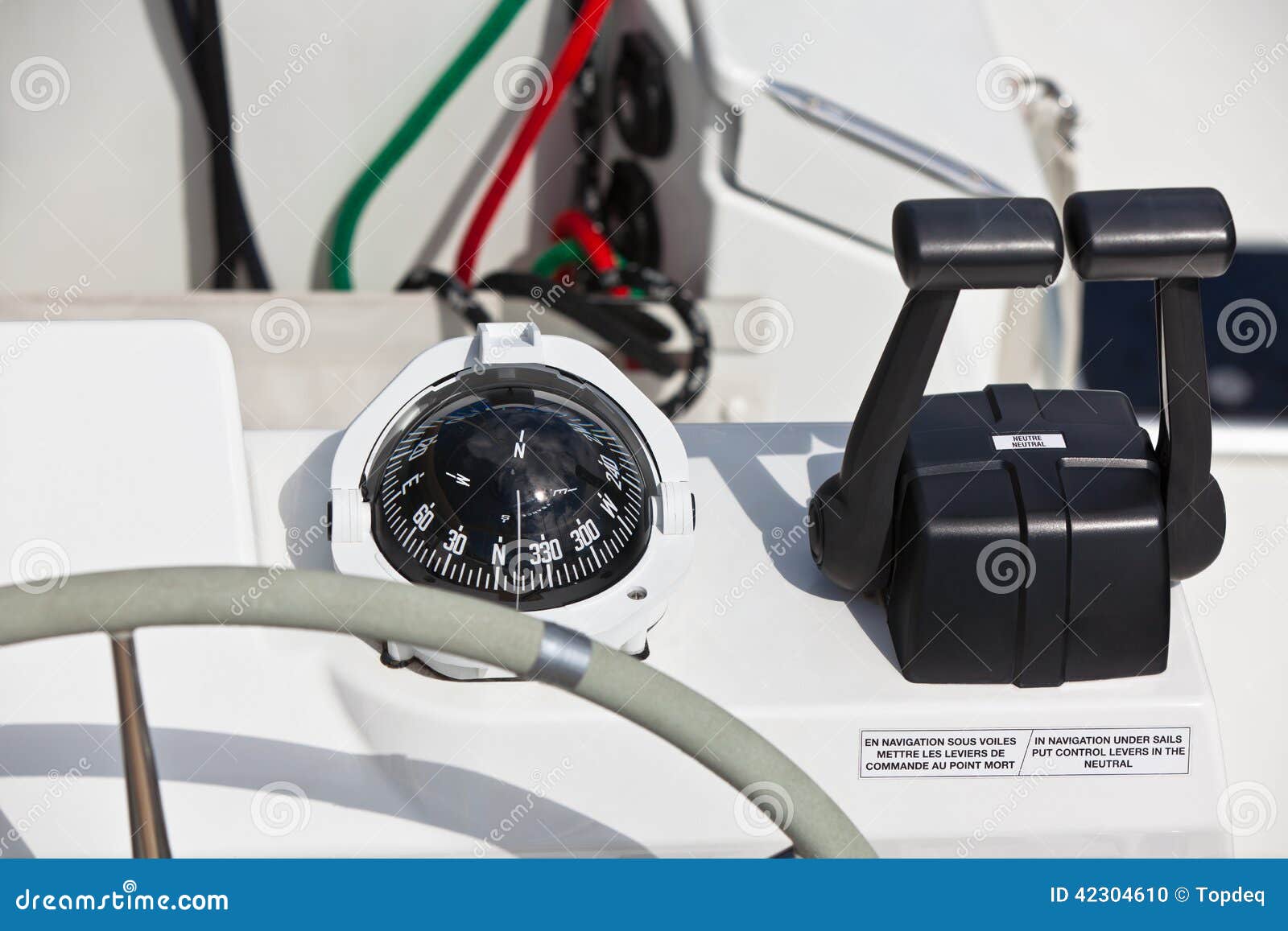 Sailing Yacht Control Wheel and Implement Stock Photo - Image of blue ...