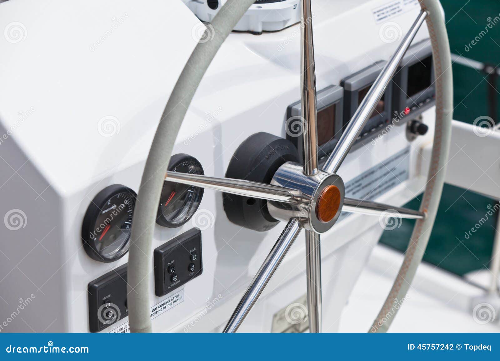 Sailing Yacht Control Wheel and Implement. Stock Photo - Image of ship ...
