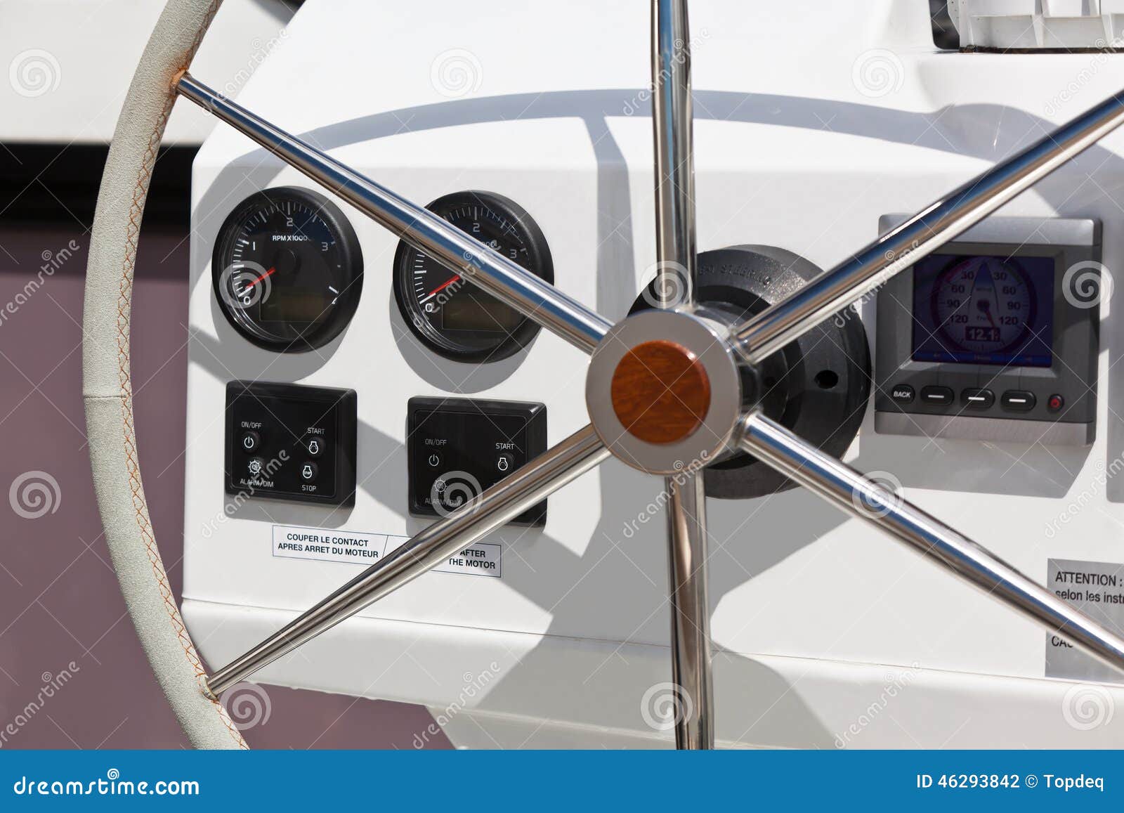 Sailing Yacht Control Wheel and Implement. Stock Photo - Image of ...