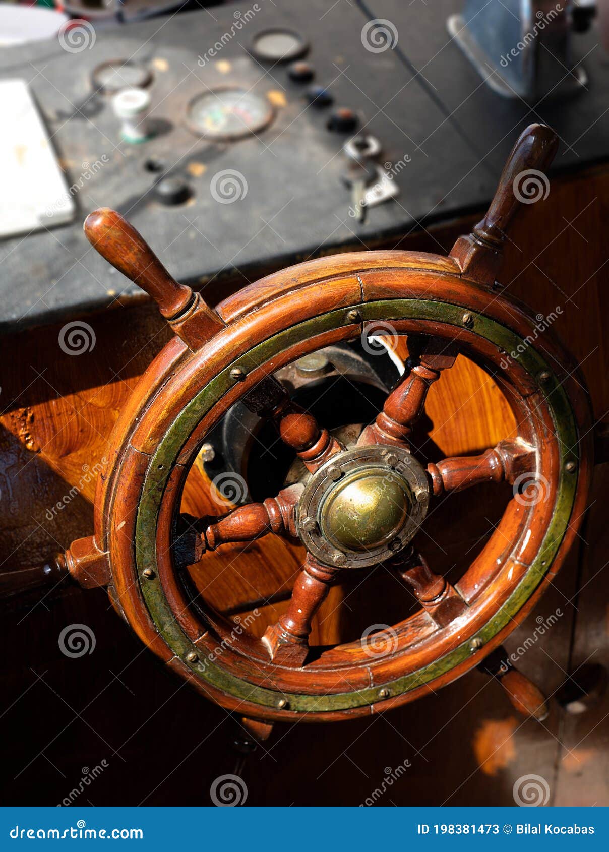 Sailing Yacht Control Wheel and Navigation Implement Stock Image ...