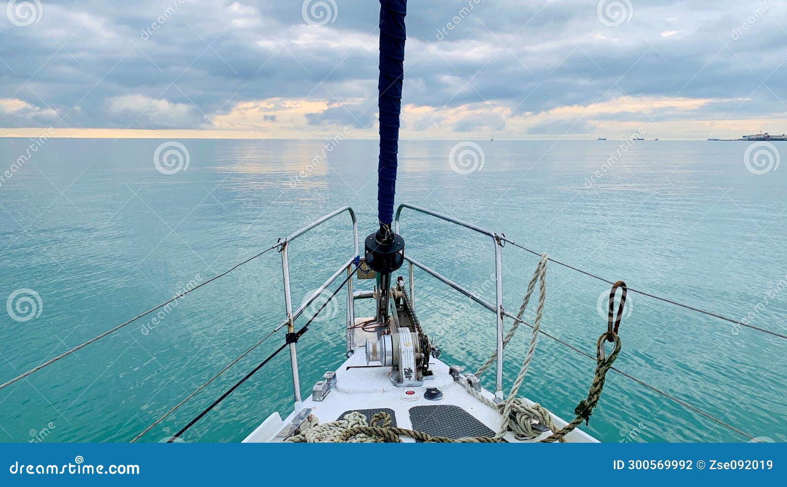 Sailing Yacht Sailing on the Endless Blue Sea Stock Photo - Image of ...