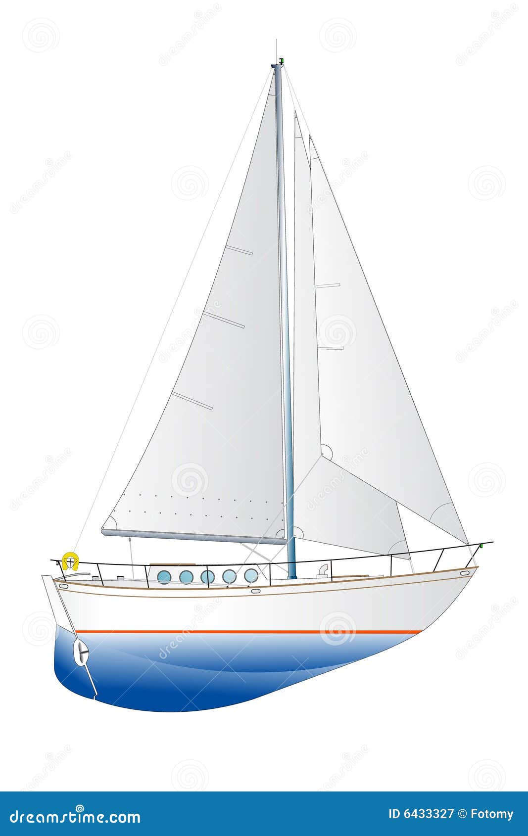 Sailing yacht illustration stock vector. Illustration of leisure - 6433327