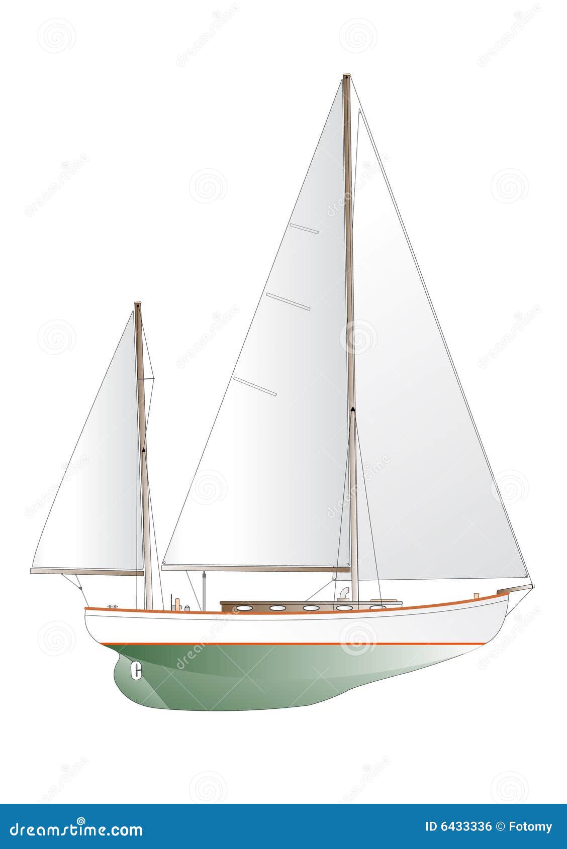 Sailing yacht illustration stock vector. Illustration of drawing - 6433336