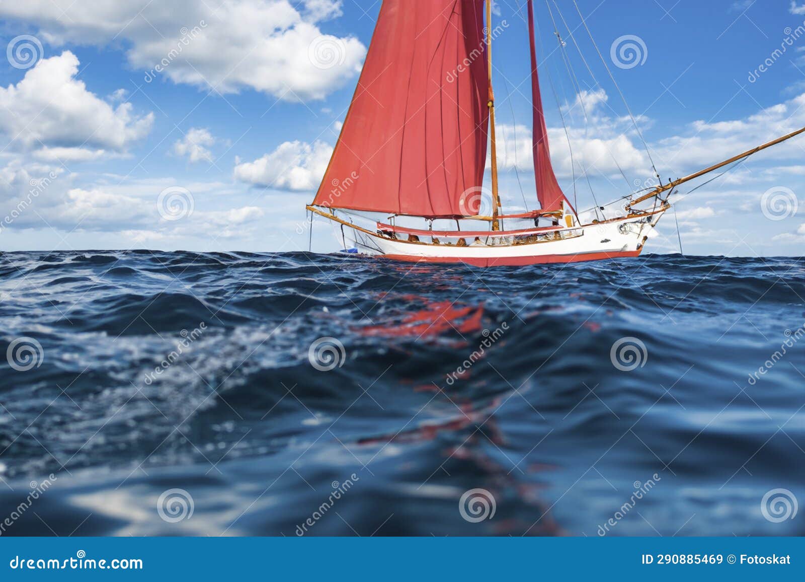 Sailing Yacht in the Open Ocean AI Generated Stock Image - Image of ...