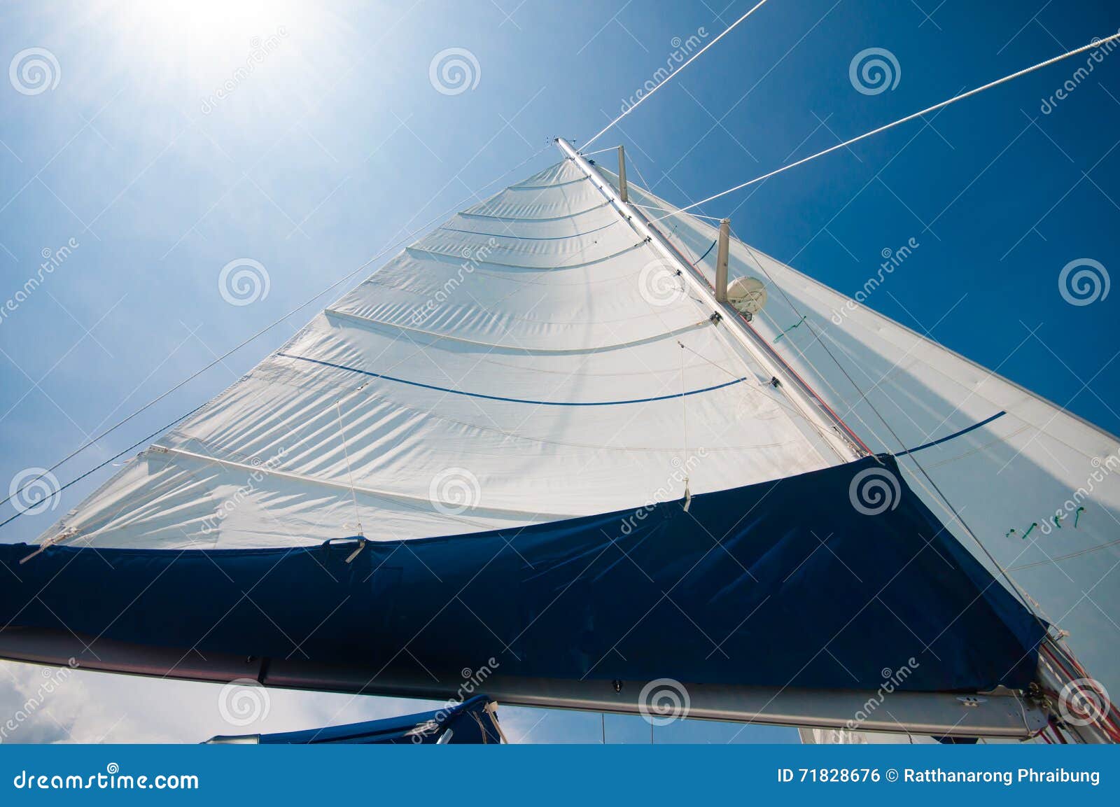 Sailing Yacht in a Smooth Wind with Sunny Blue Sky Day Stock Photo ...