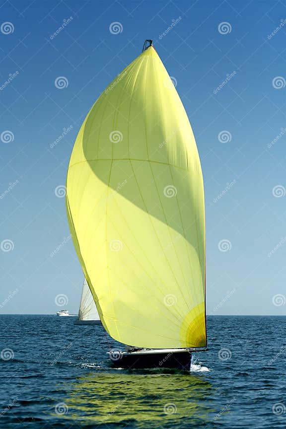 Sailing Yacht with Spinnaker in the Wind Stock Image - Image of speed ...