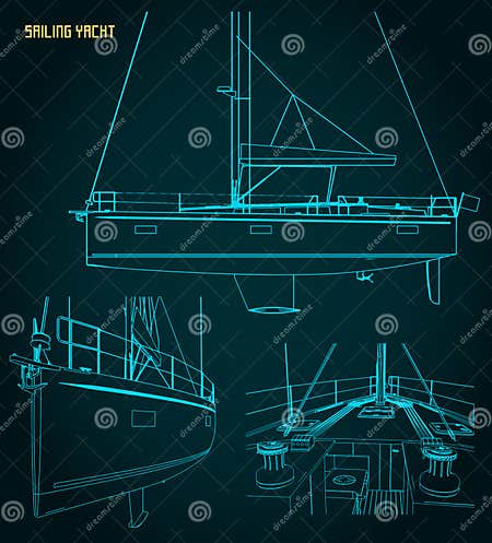 Sailing Yacht Technical Drawings Illustrations Stock Illustration ...