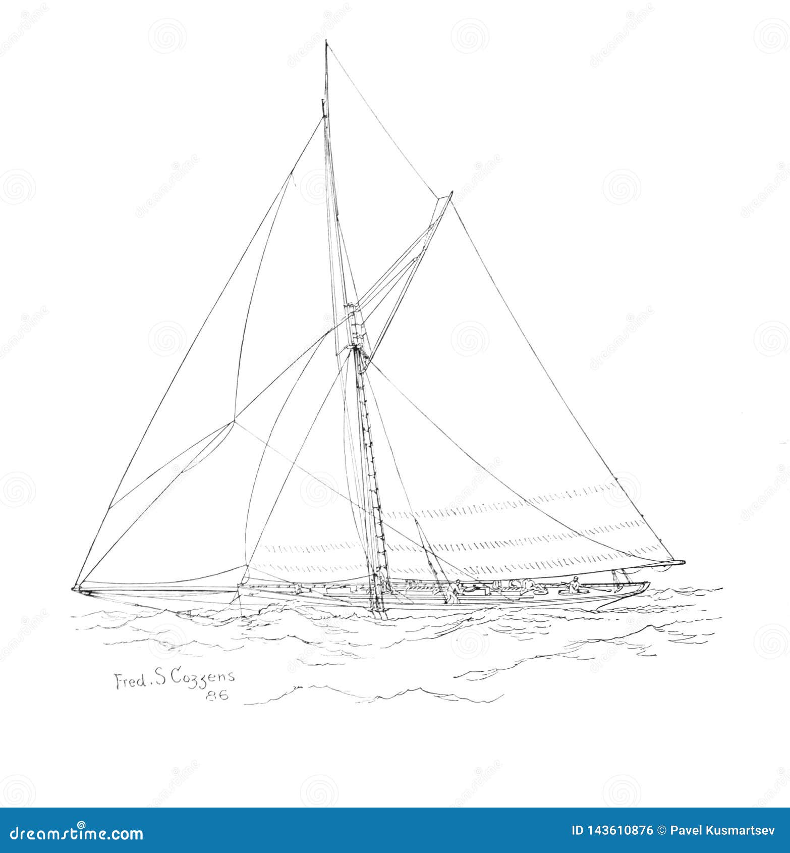 Sailling Boat Illustration. Engraving Illustration. Editorial Photo ...
