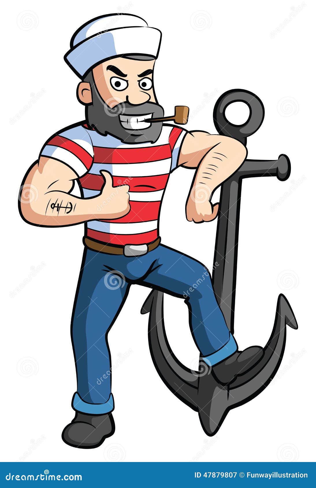 Sailor With Anchor Cartoon Vector | CartoonDealer.com #47879807