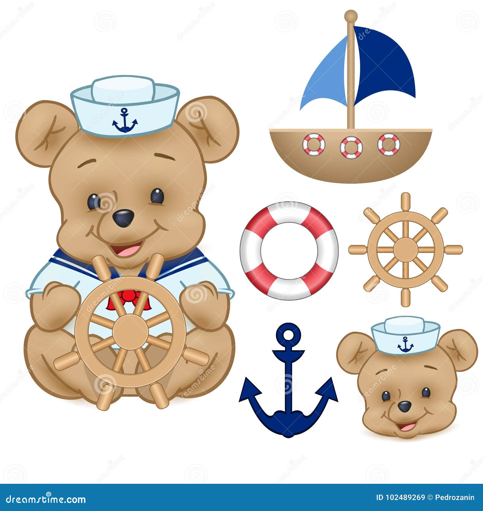 Sailor Bear Digital Clipart Vector Stock Vector - Illustration of kids ...