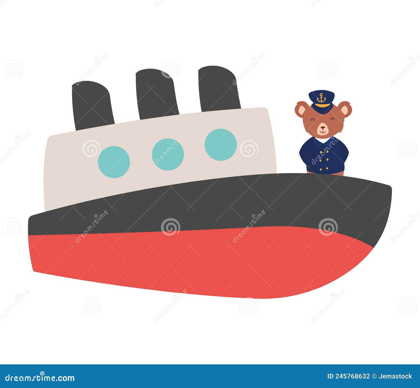 Sailor bear in ship stock vector. Illustration of little - 245768632