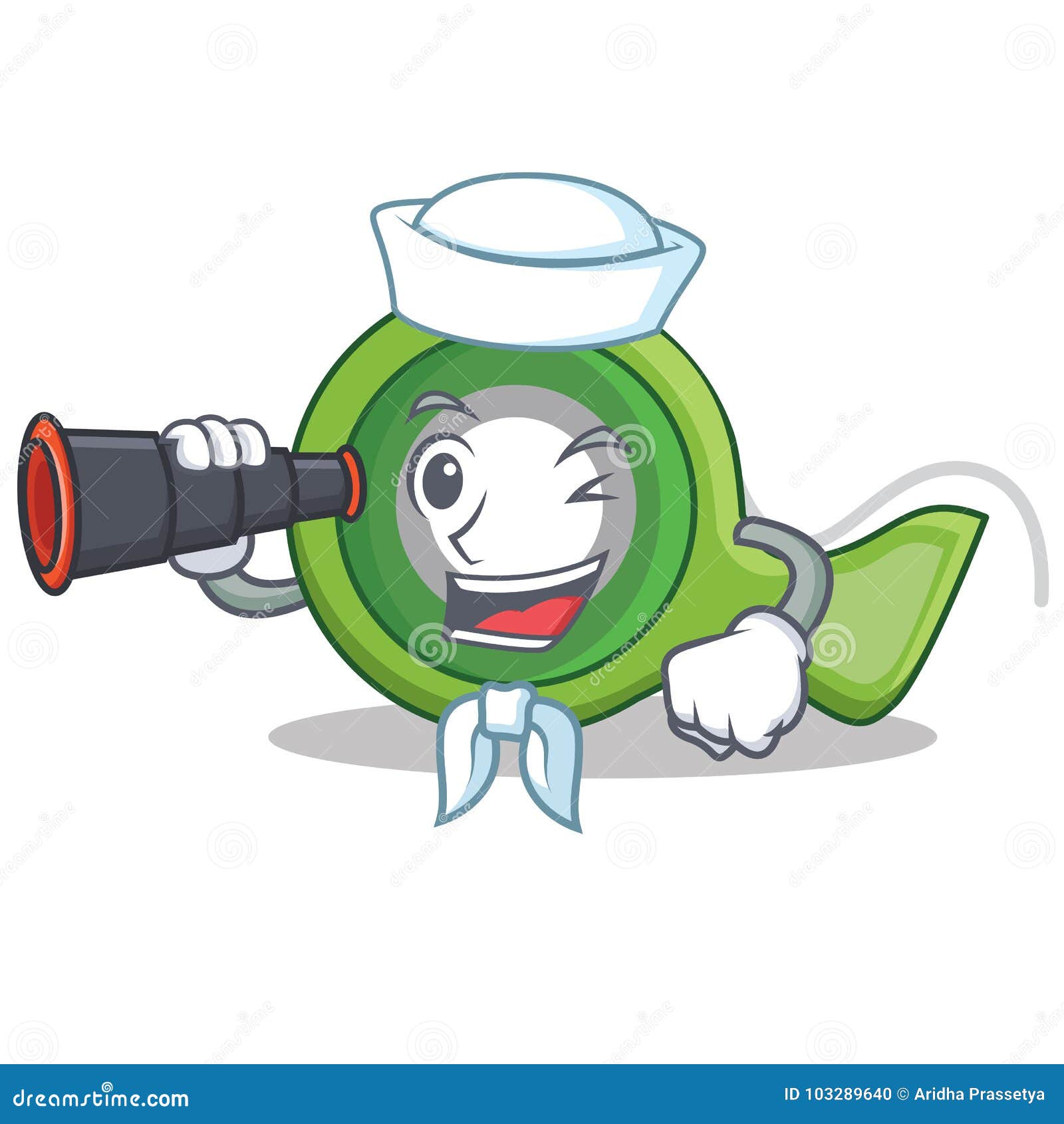 Sailor With Binocular Adhesive Tape Character Cartoon Stock Vector
