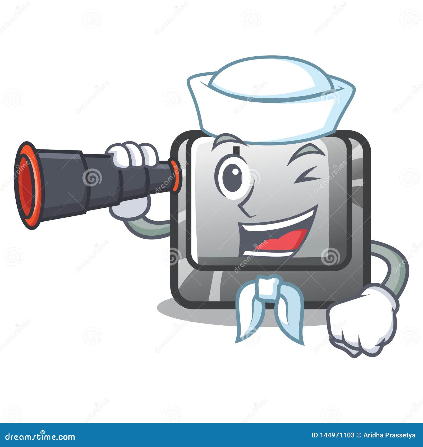 Sailor With Binocular Button I In The Cartoon Game Stock Vector