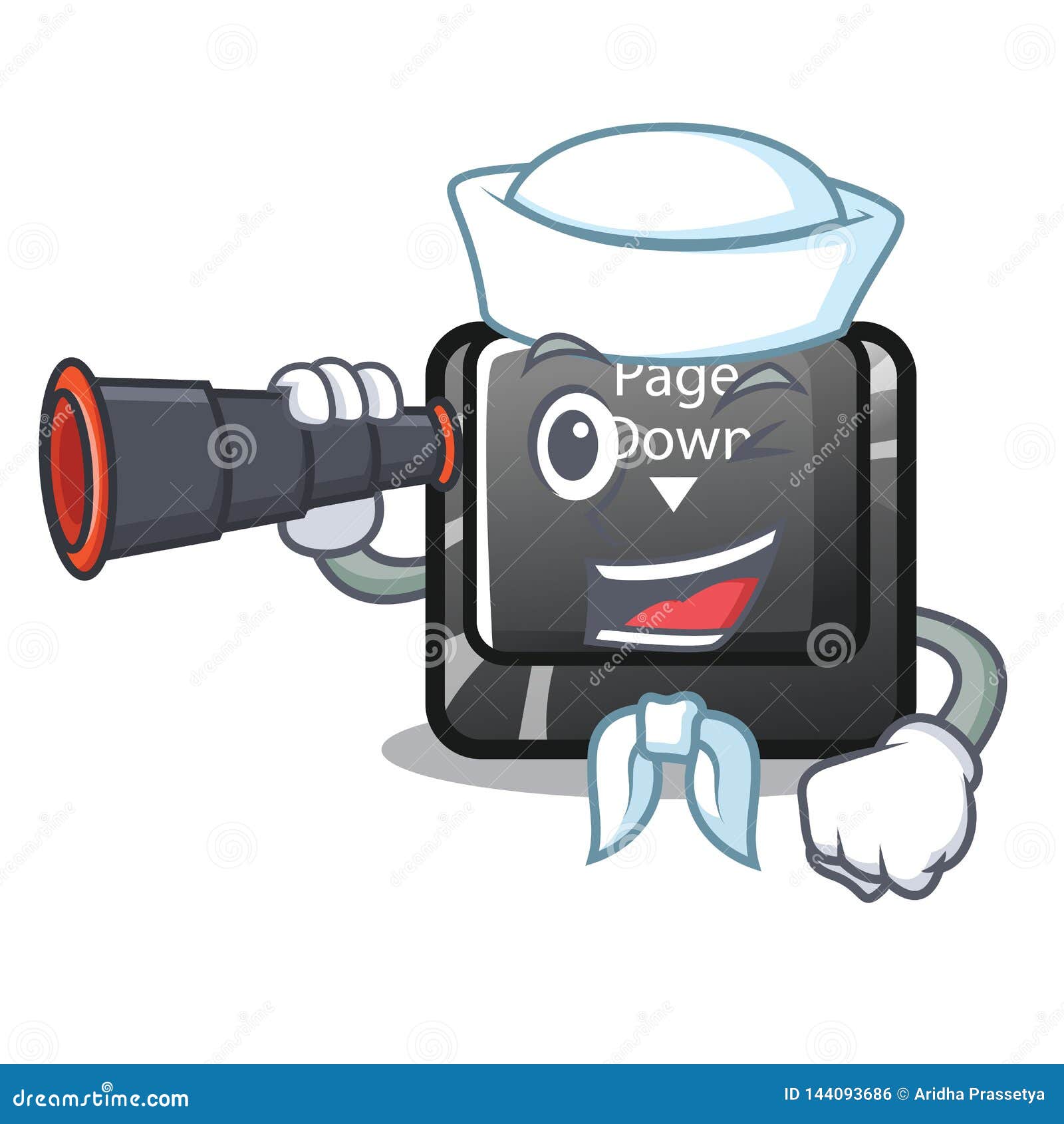 Sailor With Binocular Button Page Down Shape The Mascot Stock Vector