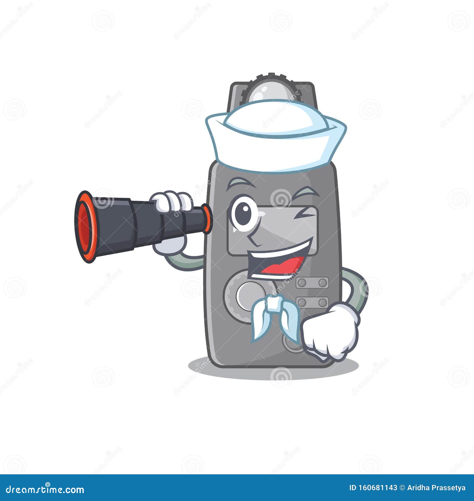 Sailor with Binocular Light Meter on the Cartoon Table Stock Vector ...