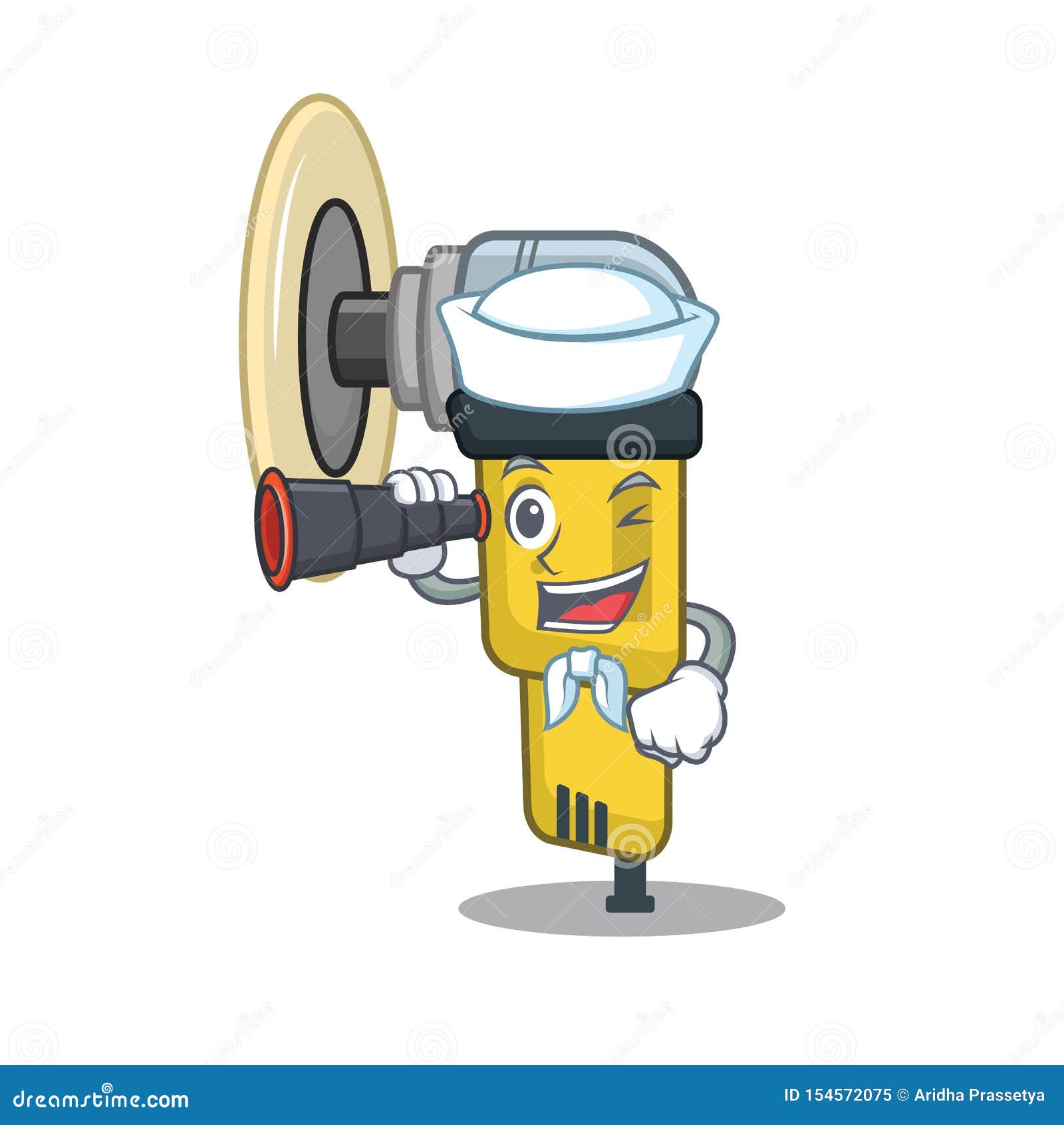 Sailor with Binocular Pneumatic Sander Isolated with the Cartoon Stock ...