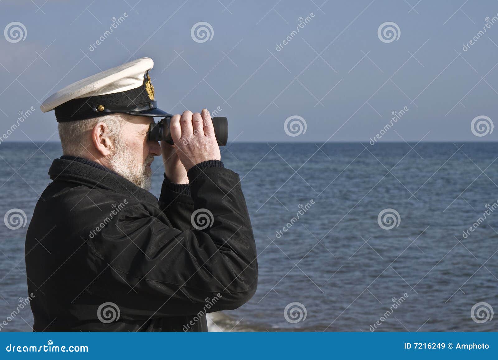 Sailor with Binoculars stock image. Image of horizon, face - 7216249