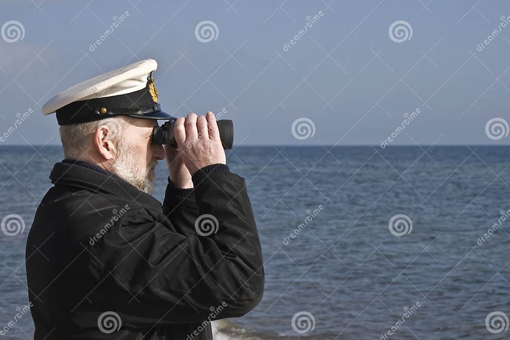 Sailor with Binoculars stock image. Image of horizon, face - 7216249