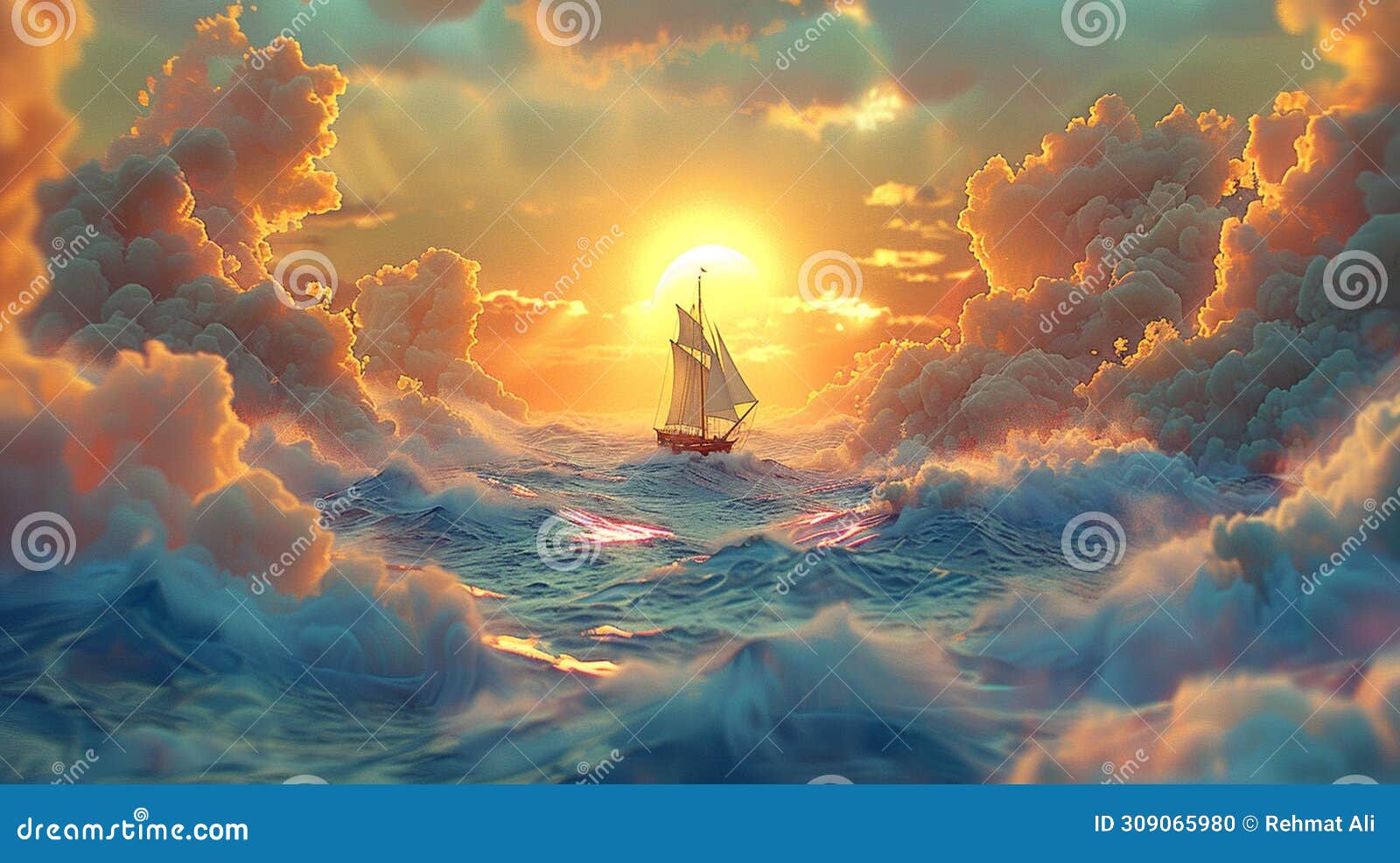 Sailor Blue and Mint Wallpaper 3d Render Stock Illustration ...