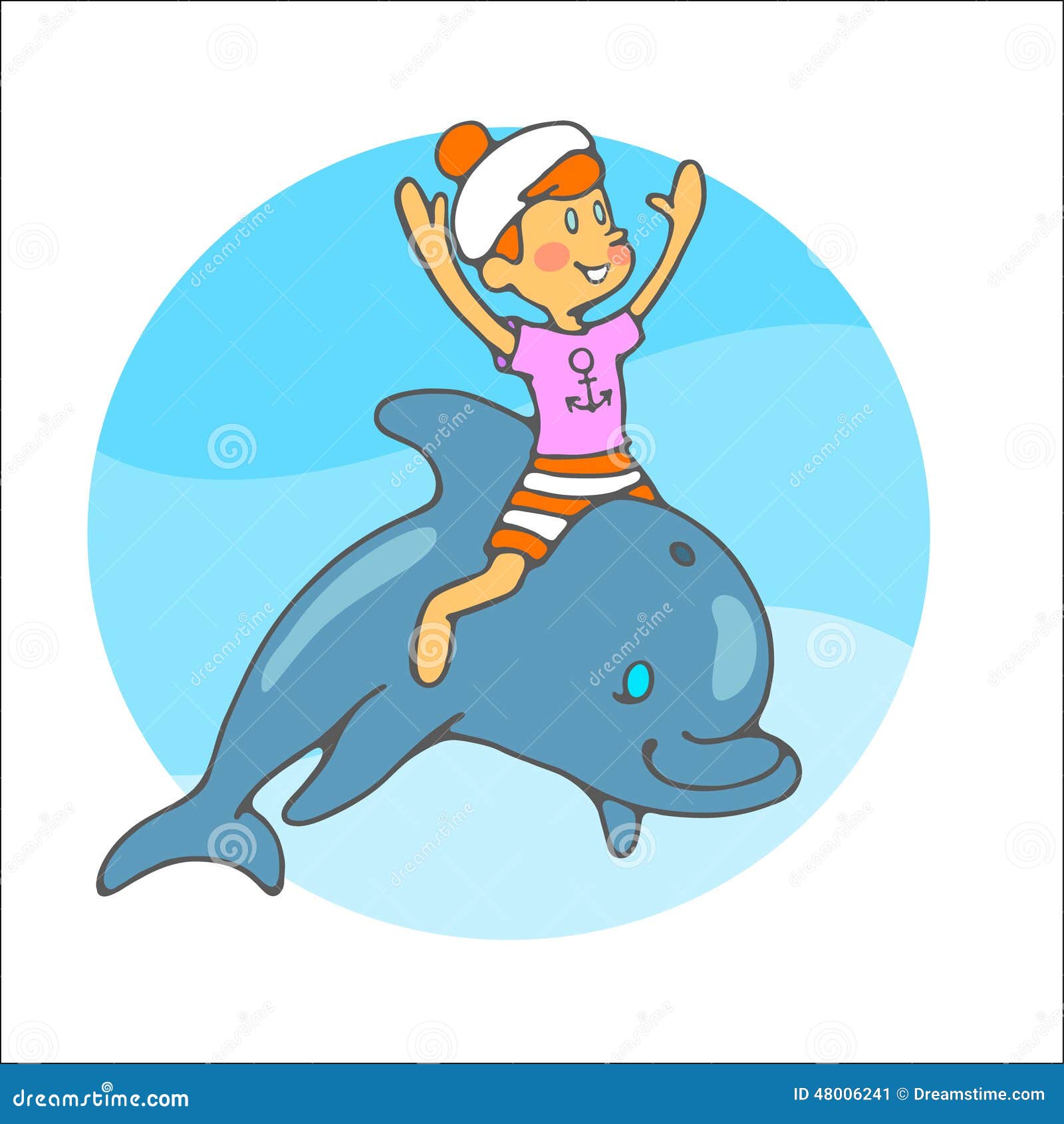 Sailor Boy Rides on a Dolphin Stock Vector - Illustration of sailor ...