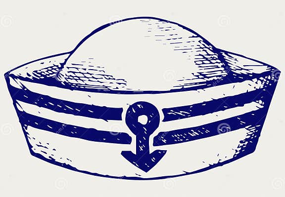 Sailor cap stock vector. Illustration of cruise, draw - 52110439