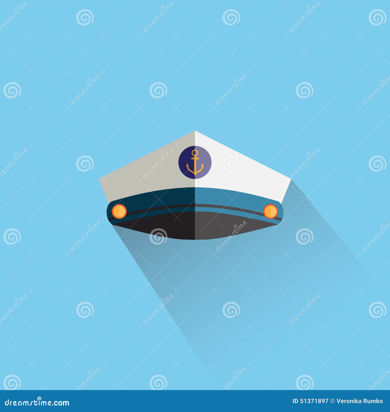 Sailor cap flat icon stock illustration. Illustration of background - 51371897