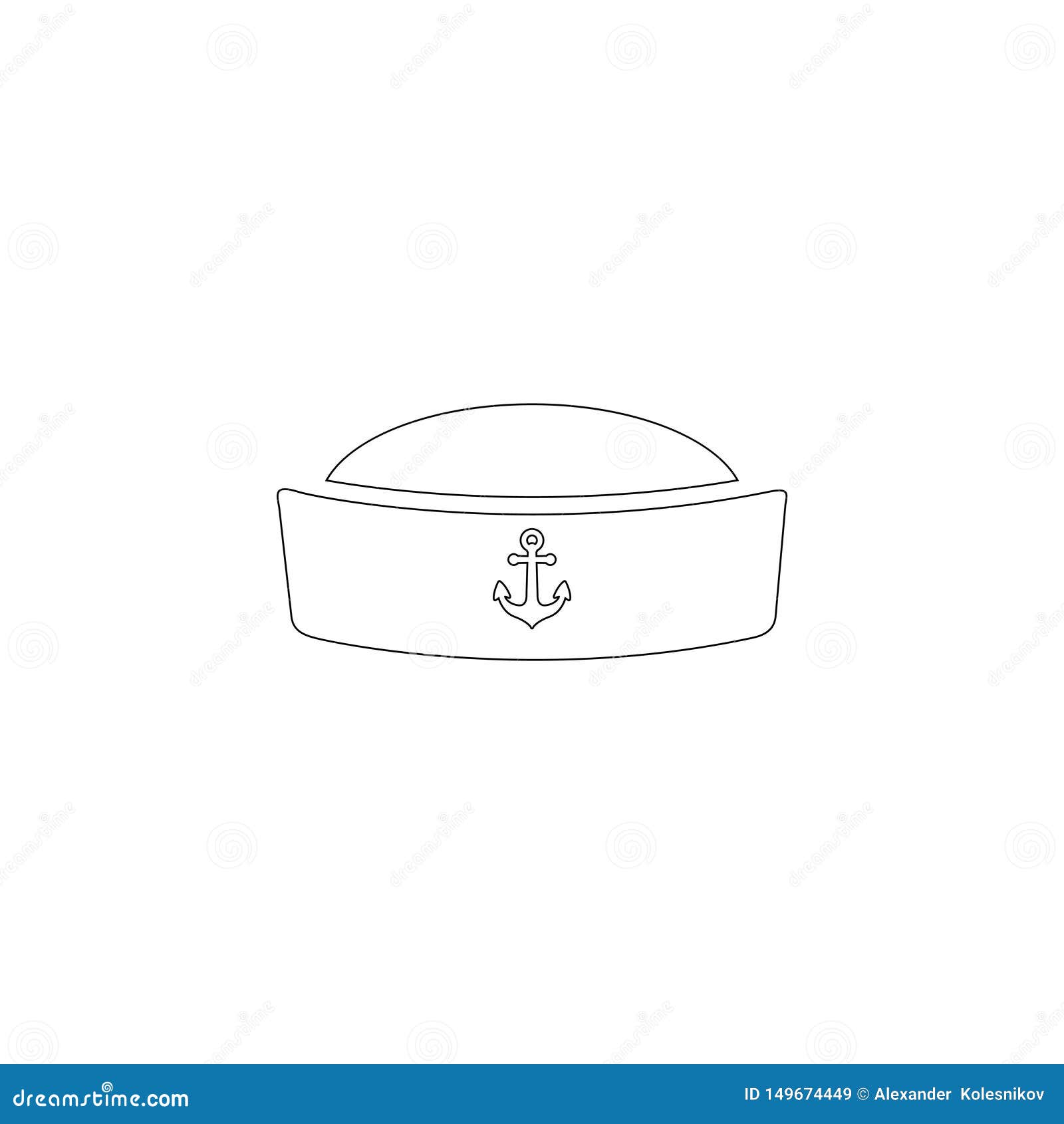 Sailor Cap. Flat Vector Icon Stock Vector - Illustration of captain ...