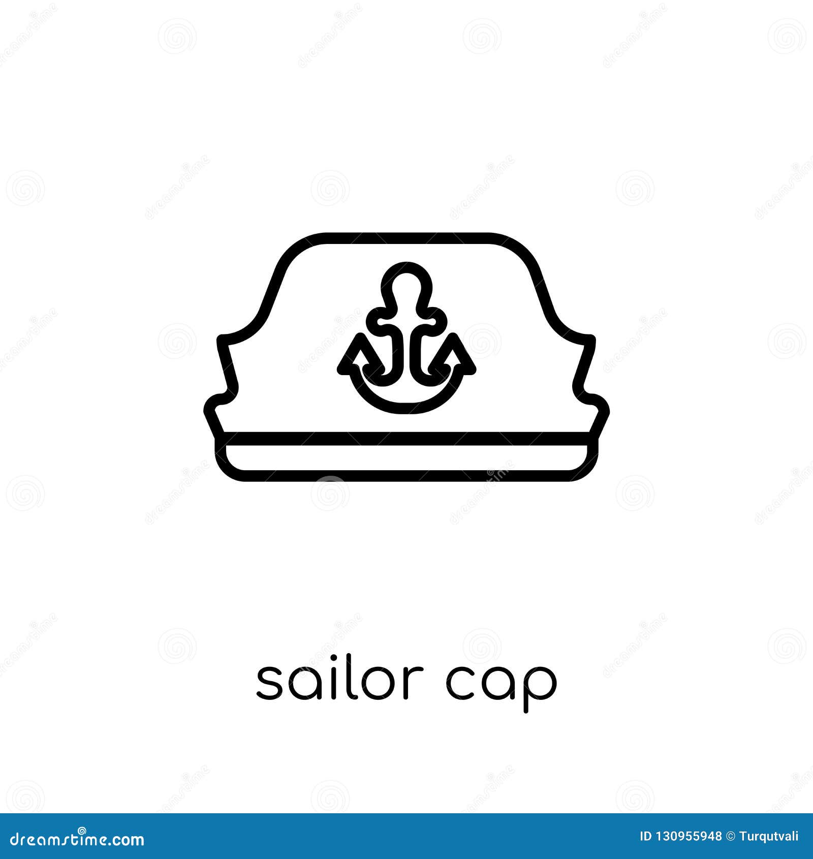 Sailor Cap Icon. Trendy Modern Flat Linear Vector Sailor Cap Icon on ...