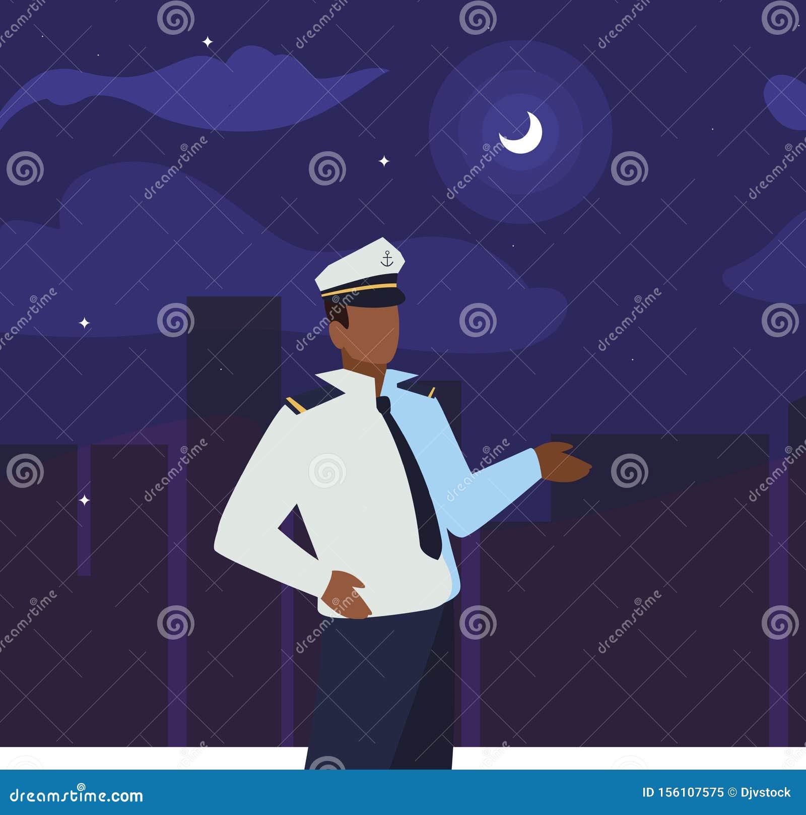 Sailor Captain Marine Character Vector Ilustration Stock Illustration ...