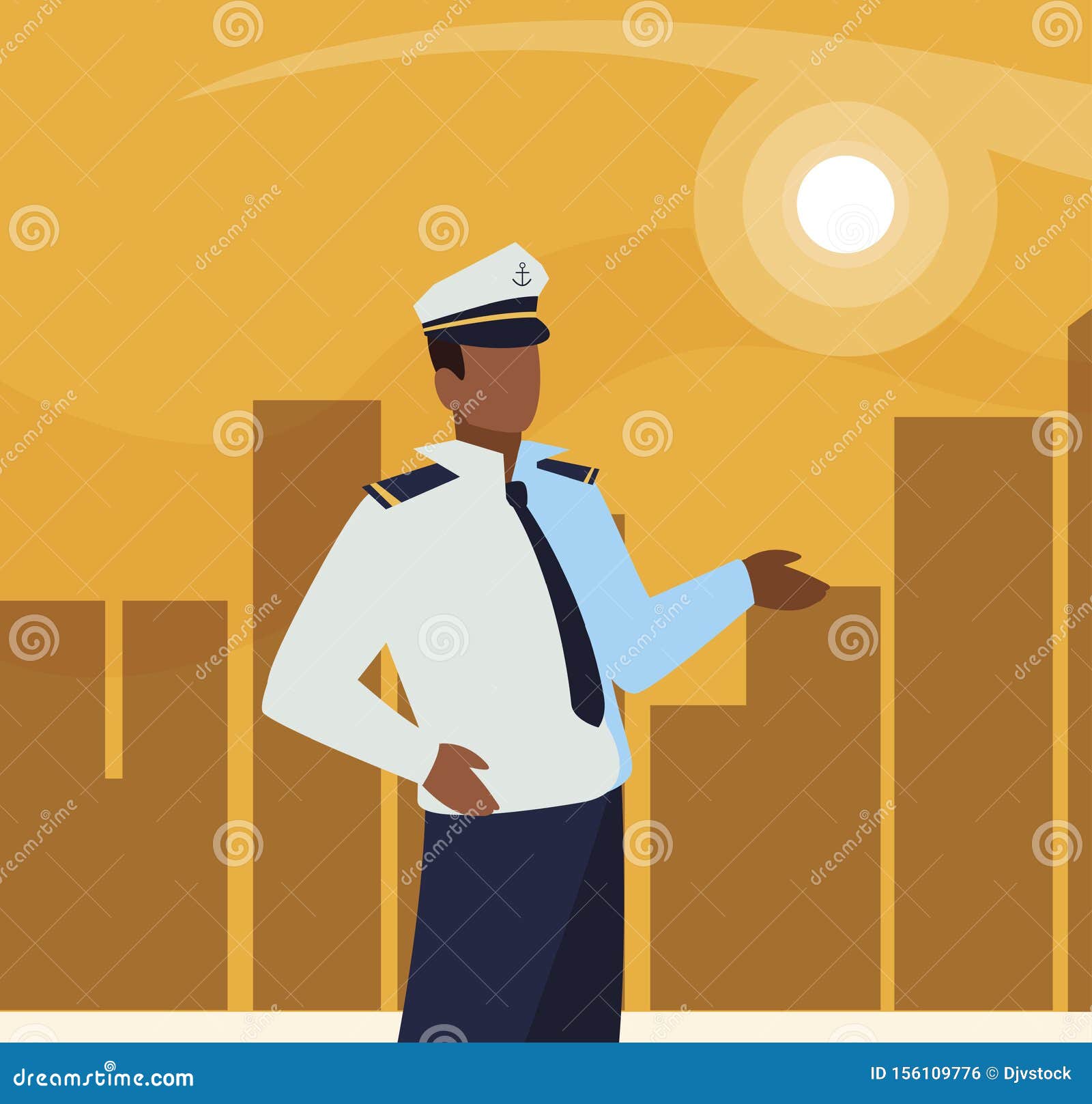 Sailor Captain Marine Character Vector Ilustration Stock Illustration ...